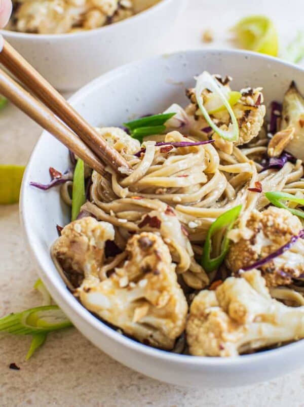 Cauliflower Satay Noodle Bowls - Home Grown Happiness