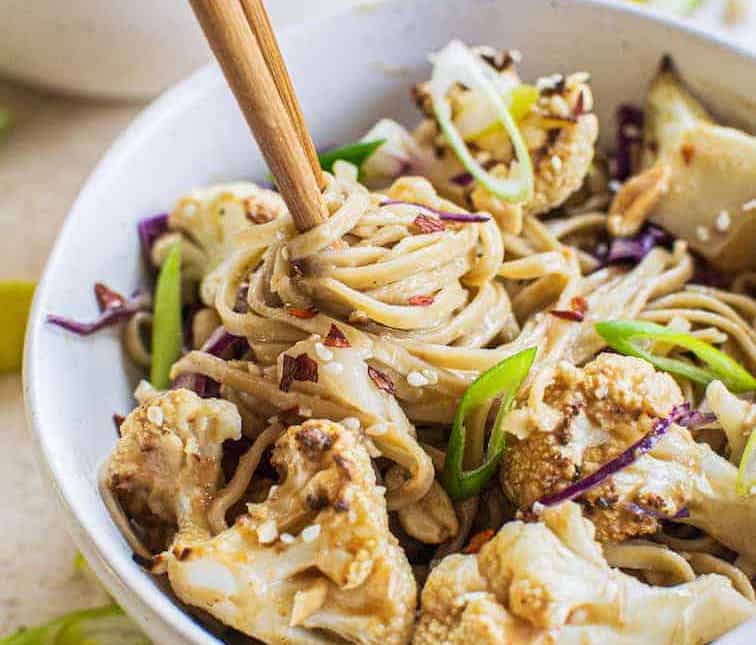 Cauliflower Satay Noodle Bowls - Home Grown Happiness