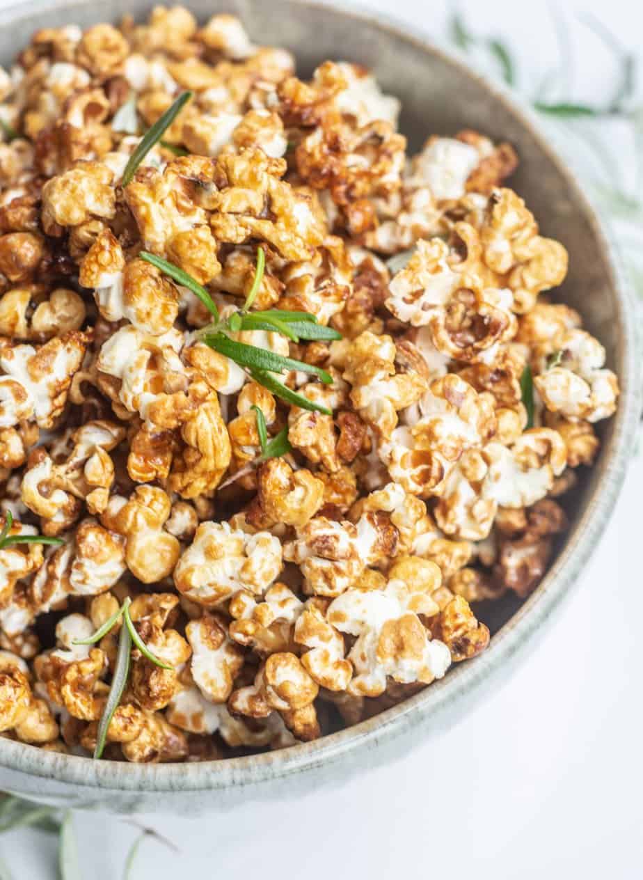 Caramel and Rosemary Popcorn ( No Corn Syrup!) - Home Grown Happiness