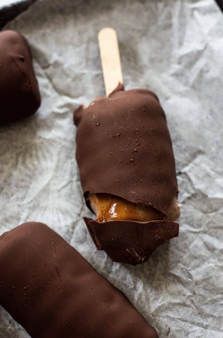 Chocolate Caramel Ice Cream Bars - Home Grown Happiness